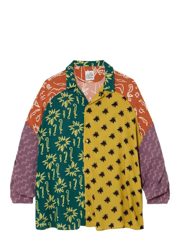 DONDE ESTEBAN Estrellitas Printed Crepe Shirt - Yellow
