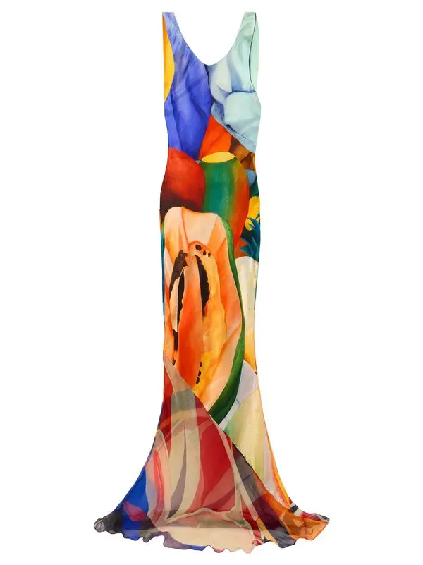 DONDE ESTEBAN Printed Silk-blend Maxi Dress - Multi