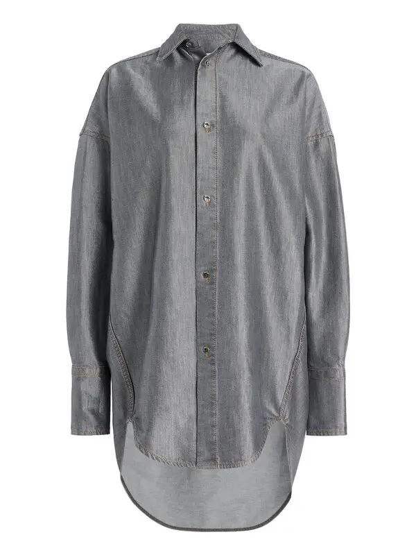 DARKPARK Carla Oversized Metallic Denim Shirt - Grey