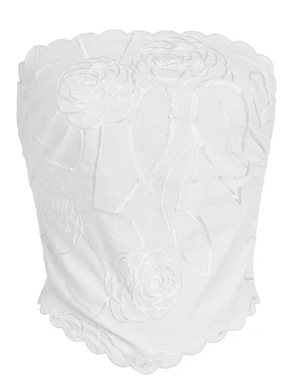 Bernadette Camellia-embroidered Top - Ivory