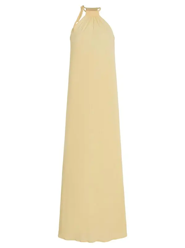 Bevza Spikelet Crepe Maxi Dress - Yellow