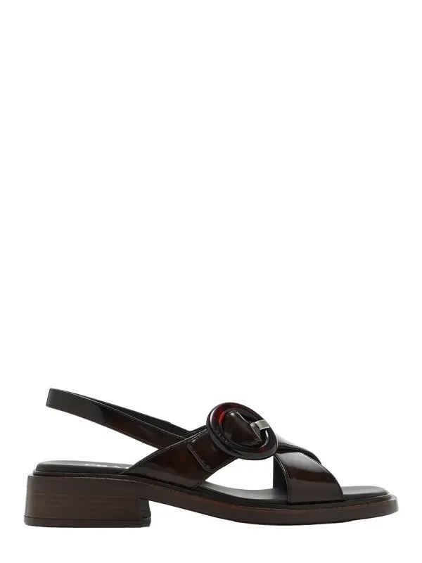 Prada Leather Criss-cross Sandals - Brown