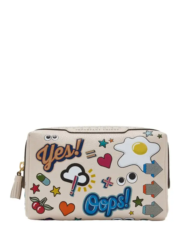 ANYA HINDMARCH Sticker Leather Important Things Pouch - White