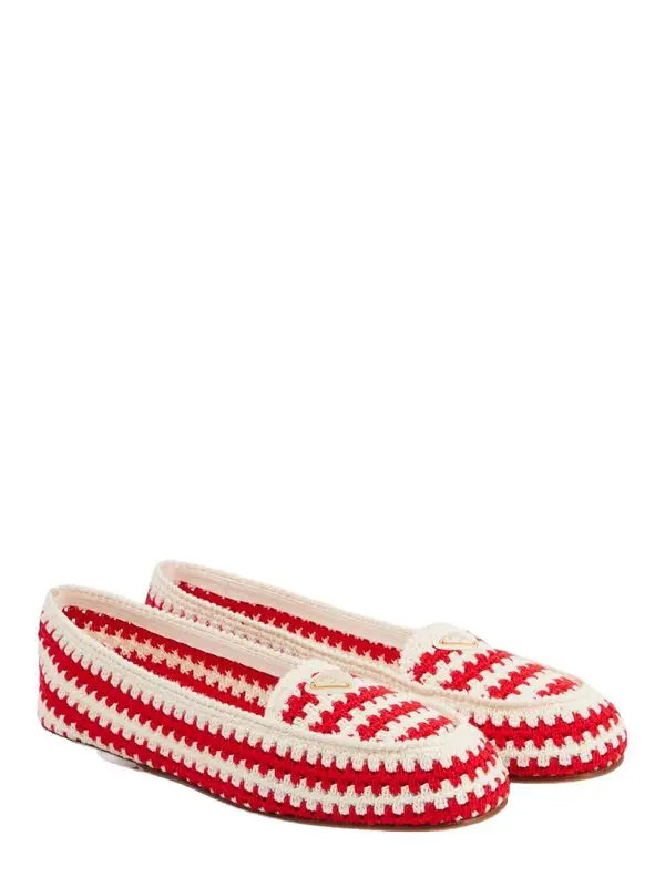 Prada Striped Crochet Ballet Flats - Multicoloured