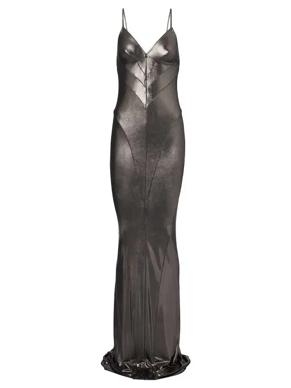 Rick Owens Metallic-effect Jersey Gown - Silver