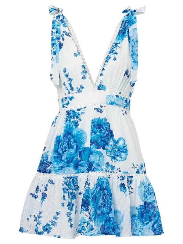 Poupette St Barth Cara Floral Cotton Mini Dress - Blue