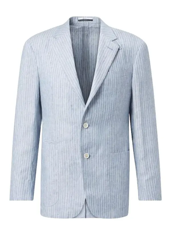 Dunhill Striped Linen-blend Blazer - Blue