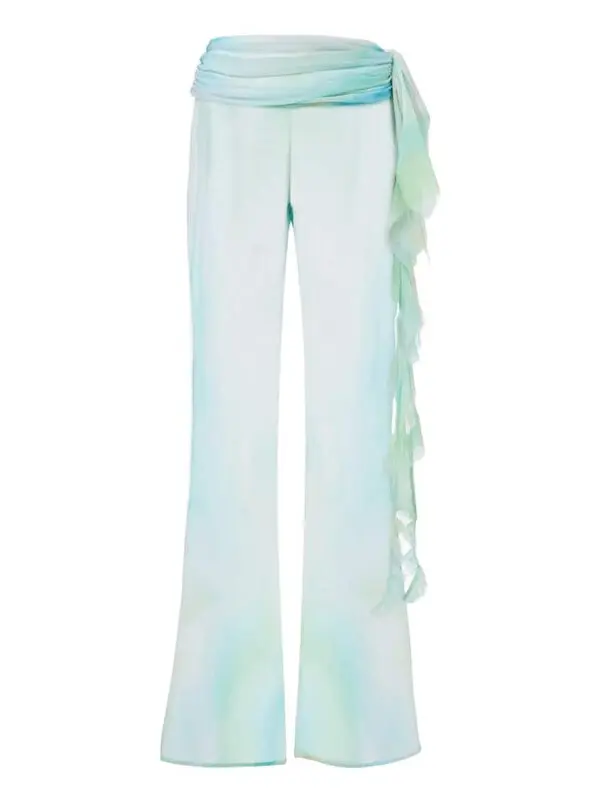 BANANHOT Shawn Ruffled Flared Pants - Green
