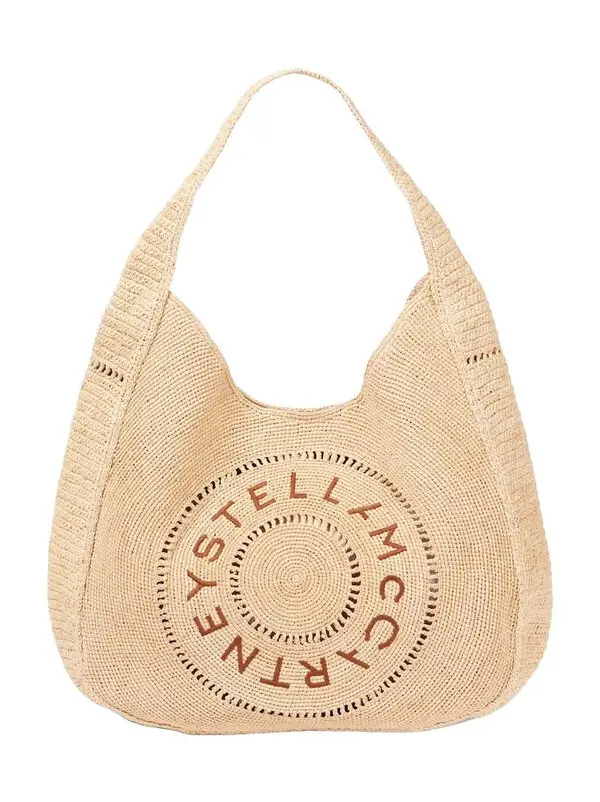Stella McCartney Logo Embroidered Raffia Tote - Beige