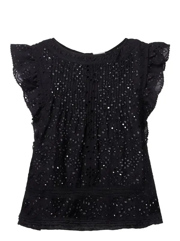 Poupette St Barth Broderie Anglaise Cotton Top - Black