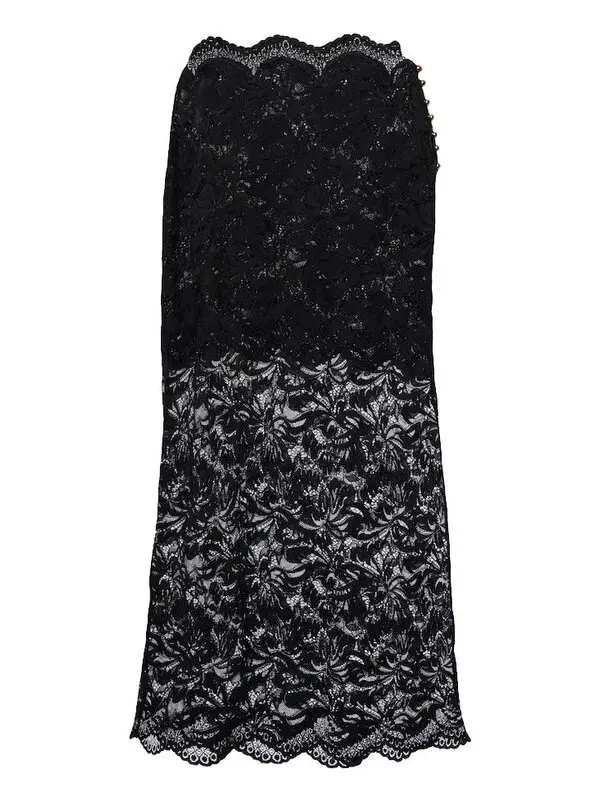 Rabanne Lace Midi Skirt - Black