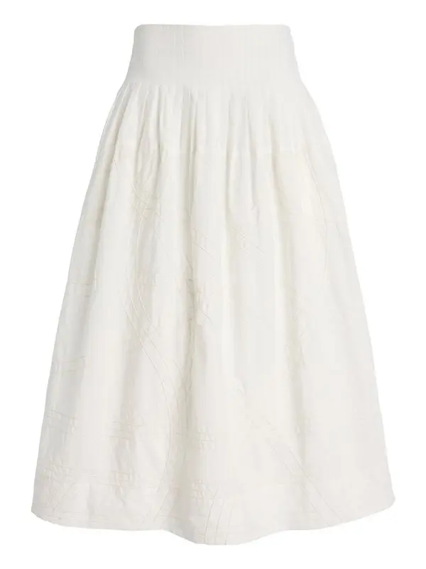 Sea Camden Cotton Poplin Midi Skirt - White