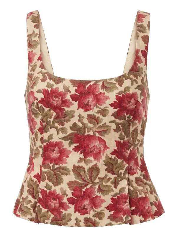 Posse Rosalie Floral Linen Top - Multicoloured
