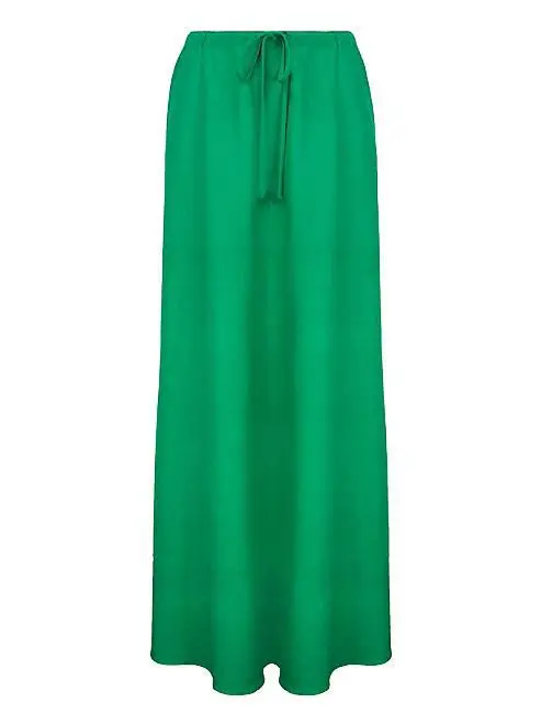 RO&ZO Bias-cut Linen-blend Maxi Skirt - Green