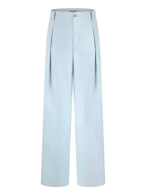 Shanghai Tang Linen Straight-leg Trousers - Blue