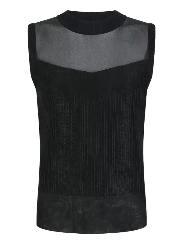 Shanghai Tang Mesh Tank Top - Black