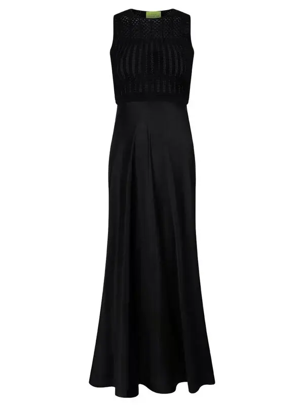 Shanghai Tang Satin Midi Dress - Black