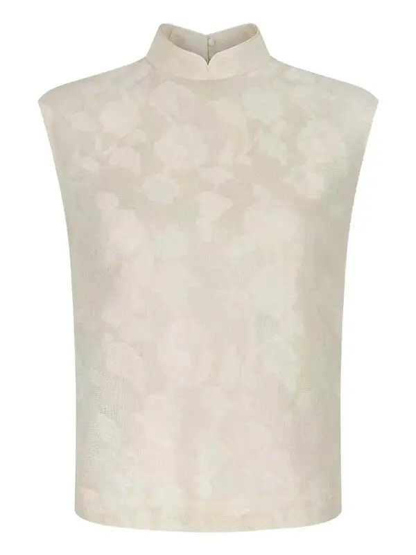 Shanghai Tang Floral-jacquard Top - White