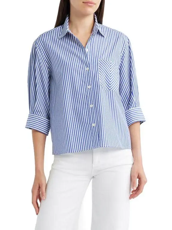 Rag & Bone Lucia Stripe Poplin Button-up Shirt - Navy Stripe