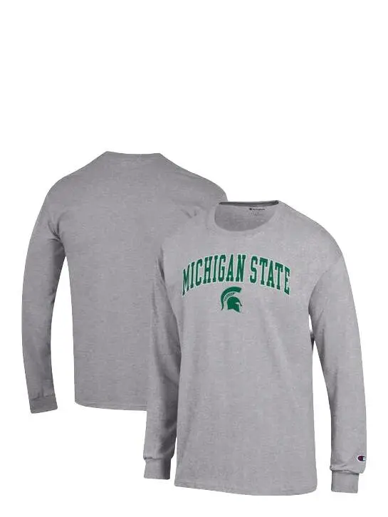 Champion Michigan State Spartans Arch Over Logo Long Sleeve T-shirt - Heather Gray