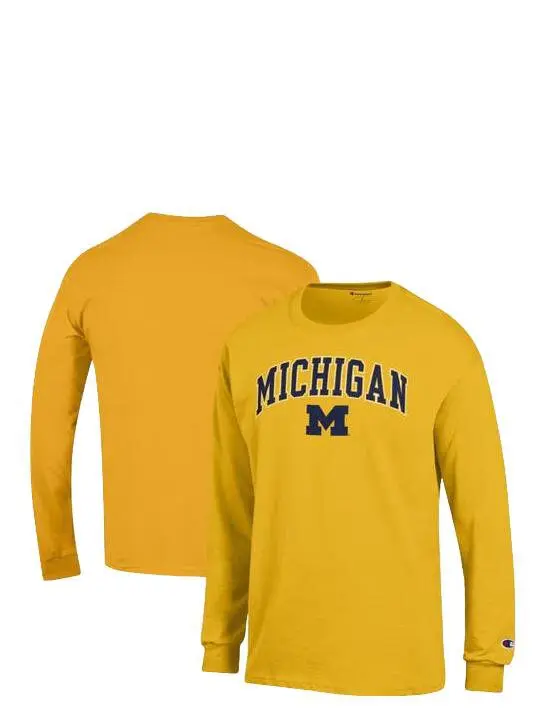 Champion Michigan Wolverines Arch Over Logo Long Sleeve T-shirt - Maize