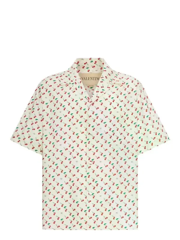 Valentino Garavani Cherryfic-print Bowling Shirt - Neutrals