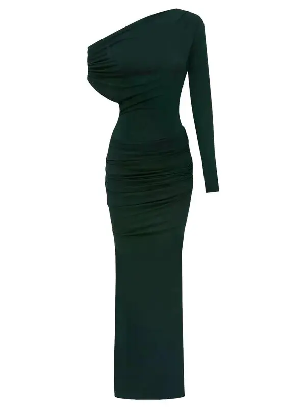Alex Perry Asymmetric Draped Maxi Dress - Green