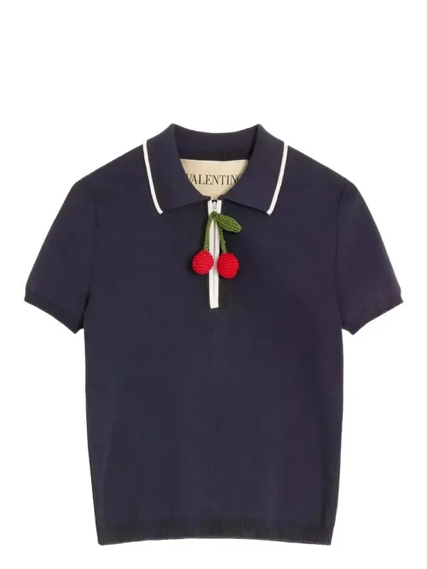 Valentino Garavani Cotton Top With Cherry - Blue