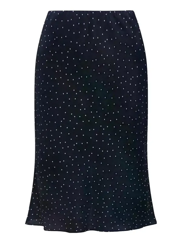 12 STOREEZ Polka-dot Chiffon Midi Skirt - Blue