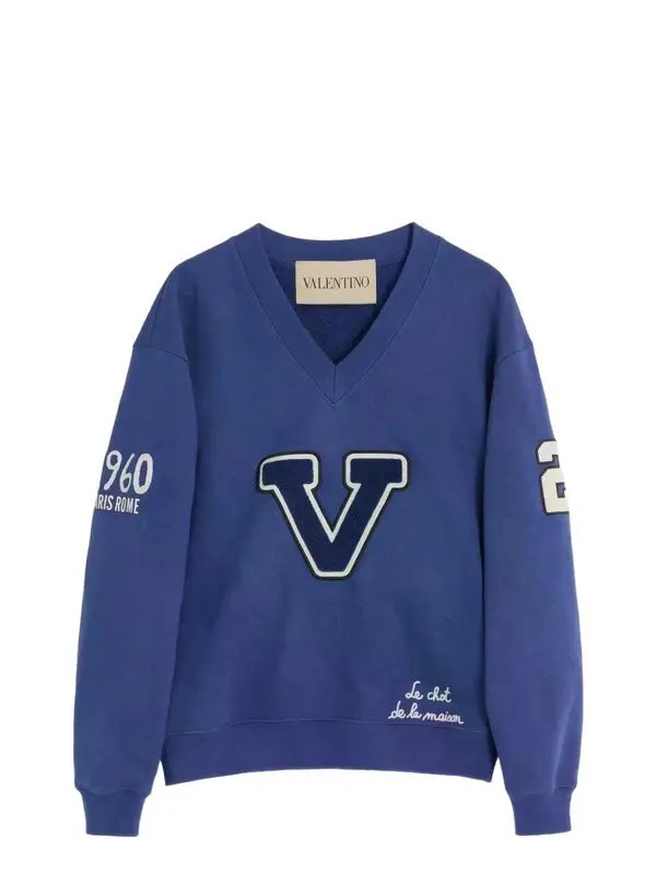 Valentino Garavani Embroidered Cotton Sweatshirt - Blue