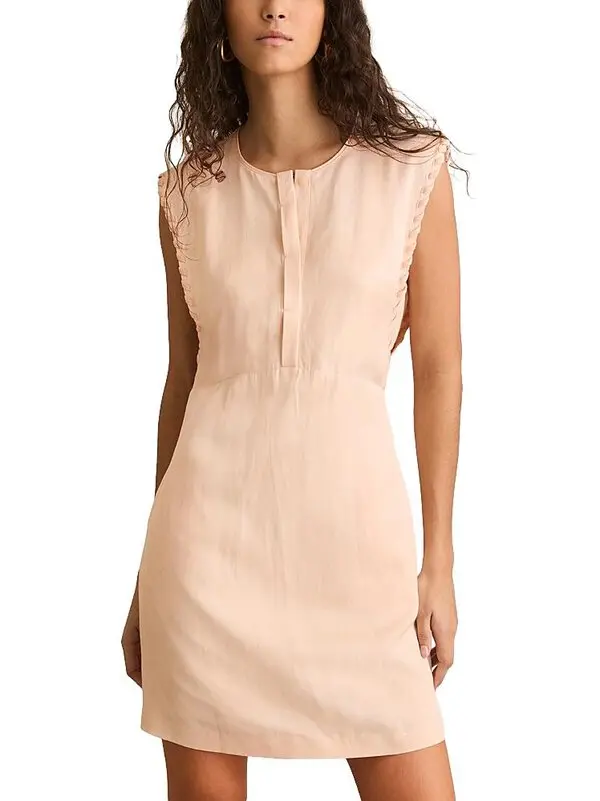 REISS Fawn Stitched Trim Dress - Peach