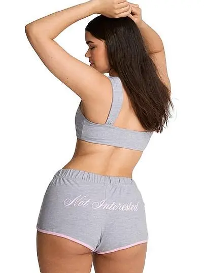 Pink Soft Modal Micro Shorts - Grey