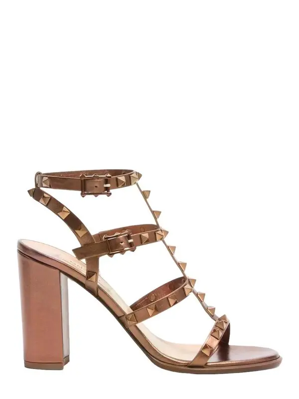 Valentino Garavani Rockstud 90mm Ankle Strap Sandals - Brown