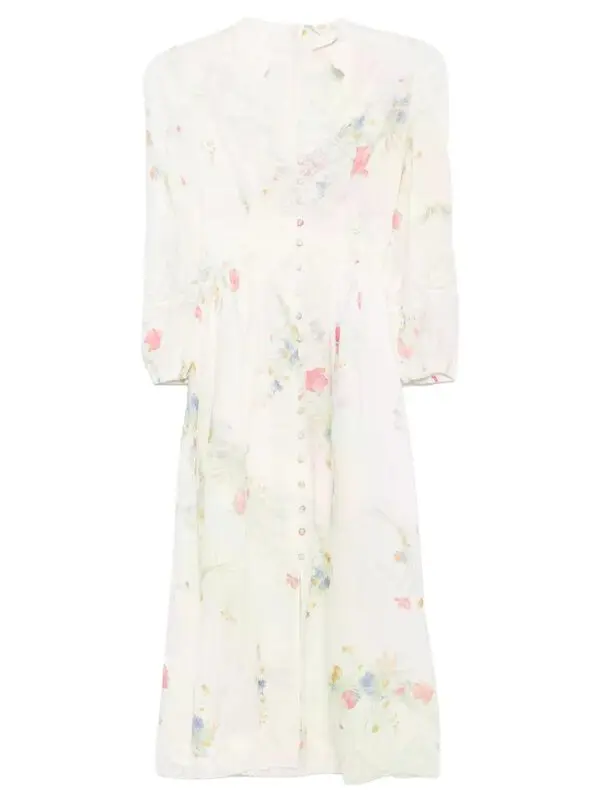 Zimmermann Lucky Floral Print Midi Dress - Neutrals