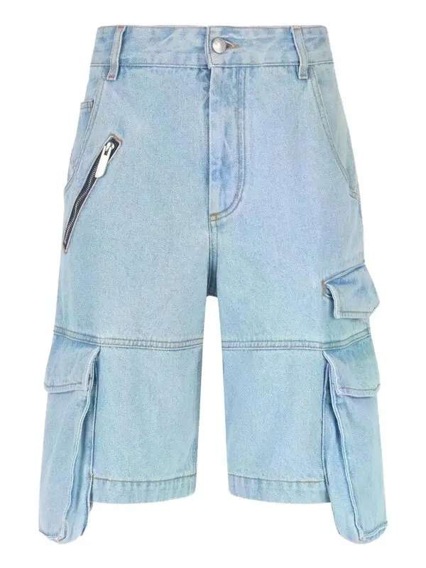 Gcds Denim Cargo Shorts - Blue