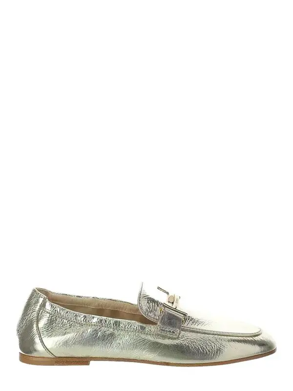 TOD'S Metallic Leather Loafers - Gold