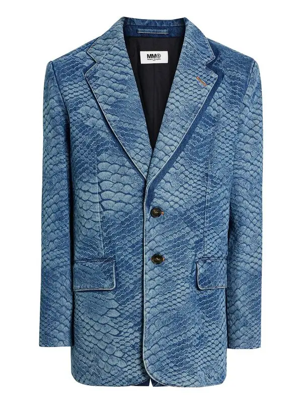 MAISON MARGIELA Snakeprint Denim Blazer - Mid Denim
