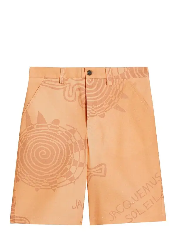 Jacquemus Printed Cotton Shorts - Orange