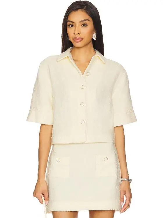 Simkhai Khloe Short Sleeve Button-down Top - Ivory