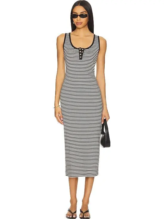 ANINE BING Alessia Tank Midi Dress - Cream & Black Stripe