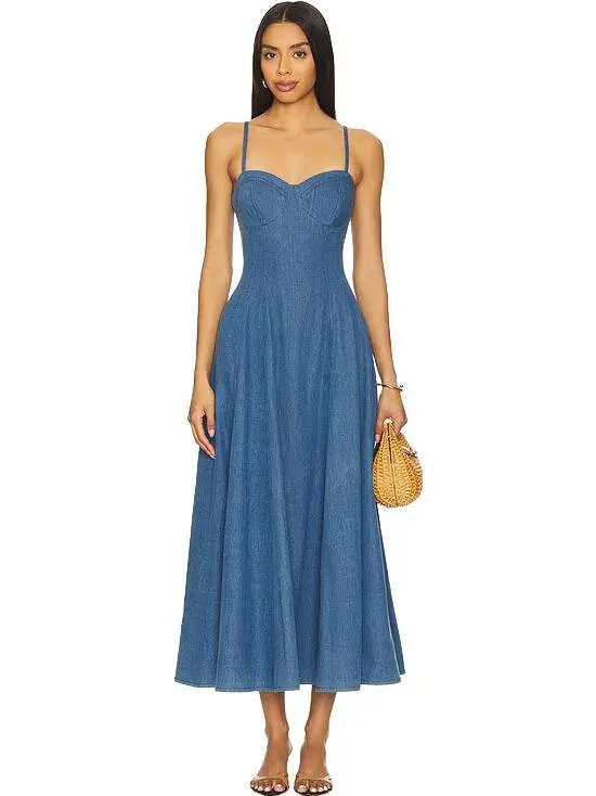 LOVERS AND FRIENDS Simone Midi Dress - Denim Blue