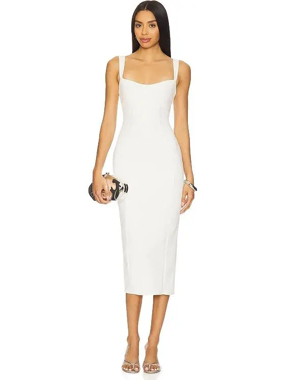 Good American Sculpting Crystal Sweetheart Midi Dress - Cloud White001