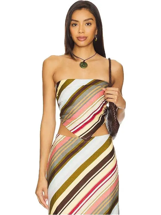 Faithfull The Brand Antibes Strapless Top - Meleu Stripe Multi