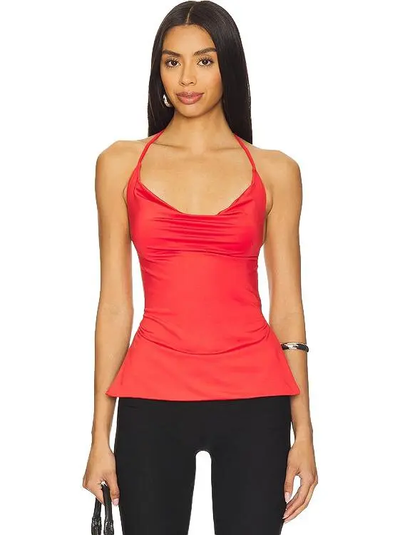 Superdown Clover Halter Top - Red