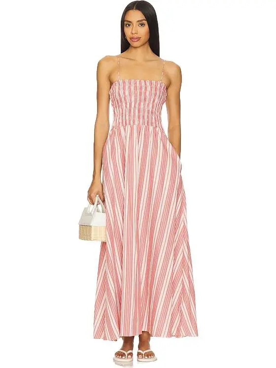 Faithfull The Brand Lida Maxi Dress - Cherry Stripe