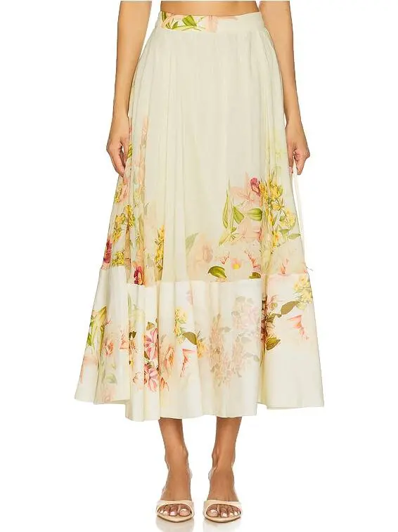 Hemant & Nandita Midi Skirt - Ivory Floral