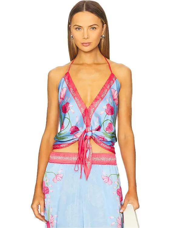 Agua Bendita Harmony Blouse - Radiant Pink Floral