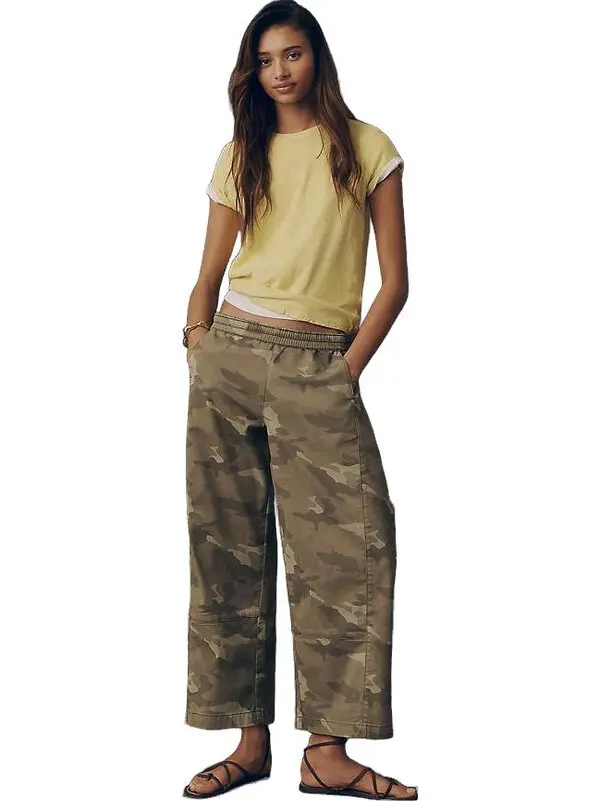 PILCRO Izzie Relaxed Pull-on Barrel Pants - Camo