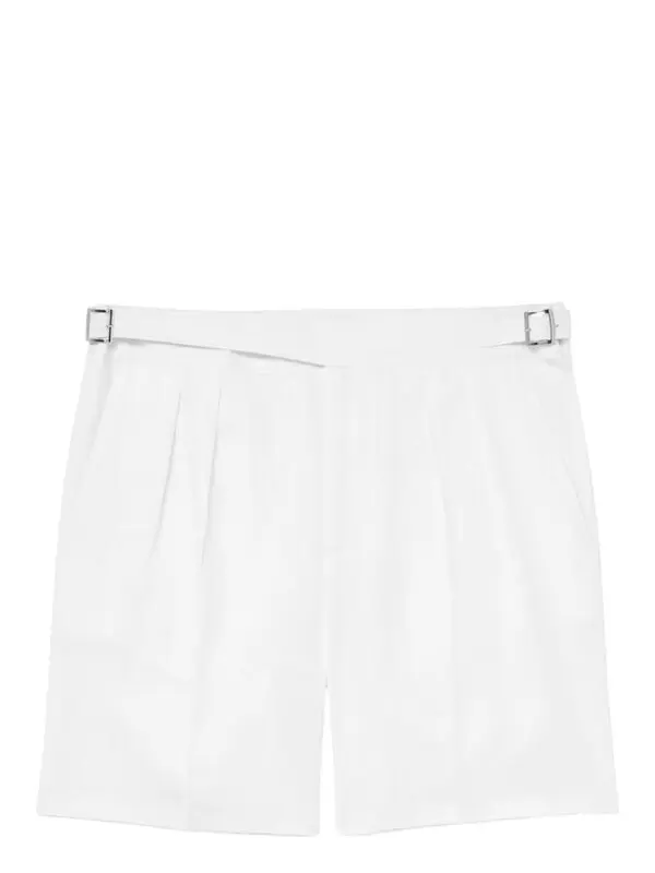 Mr P. Straight-leg Pleated Linen Bermuda Shorts - White