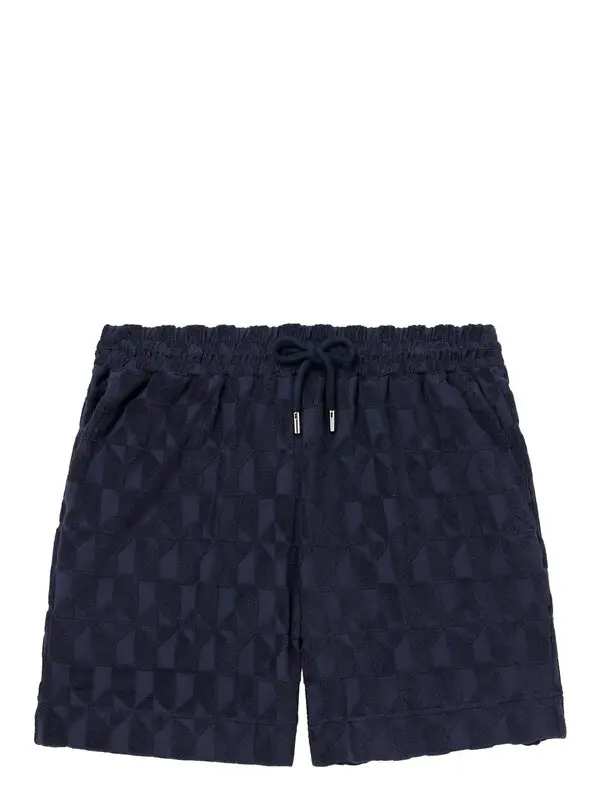 Mr P. Straight-leg Cotton-terry Jacquard Drawstring Shorts - Blue